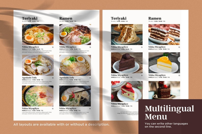 Multilingual Menu Canva Food and Drink Menu Templates simple design ...