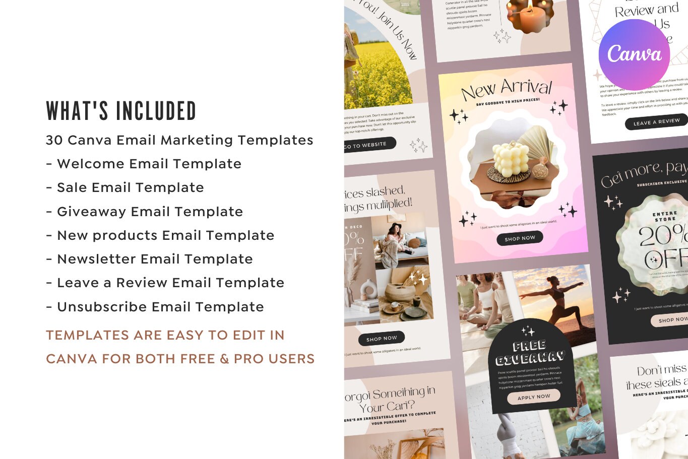 Canva Editable Email Templates Shine | Email Marketing | Product ...