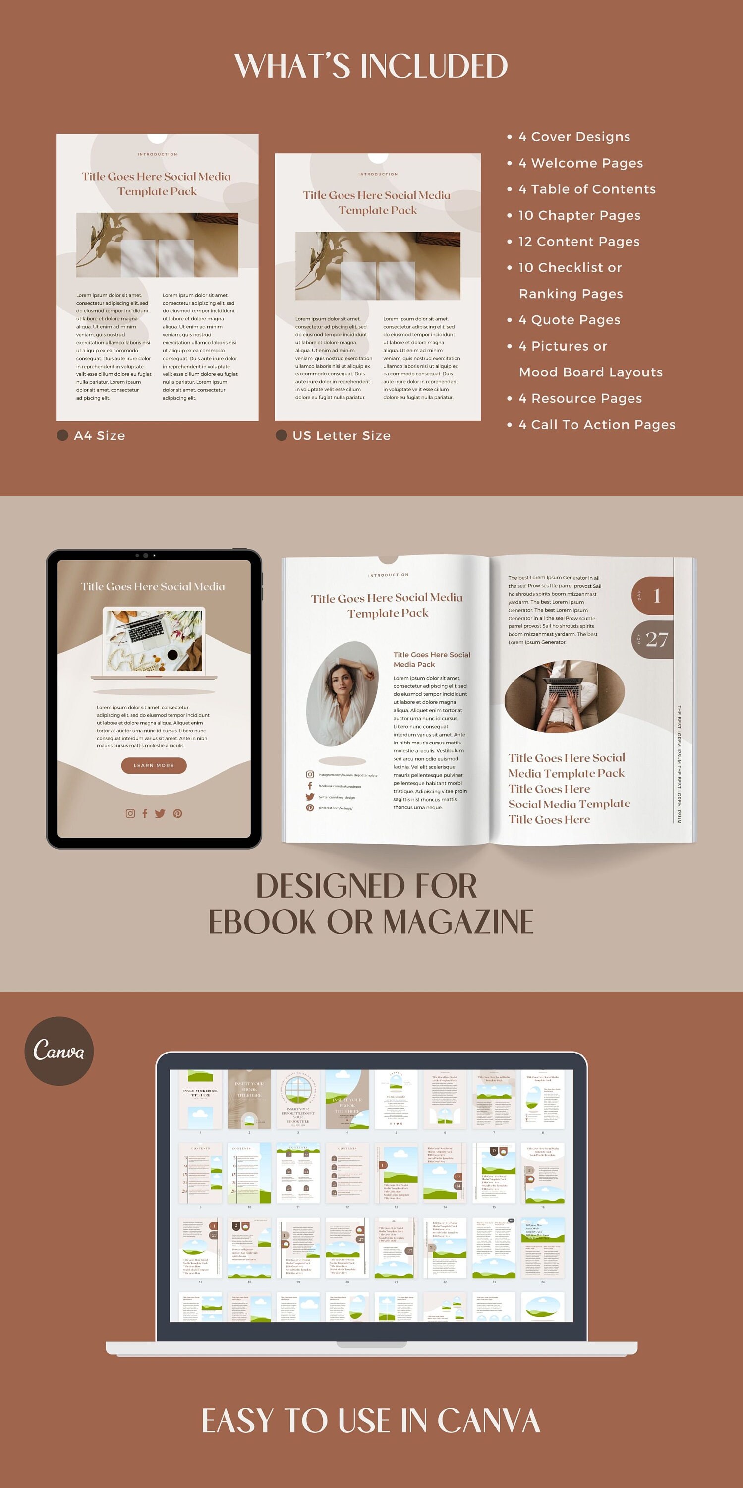 Ebook Template Canva Shadow A4 US Letter Magazine Design Cover Lead ...