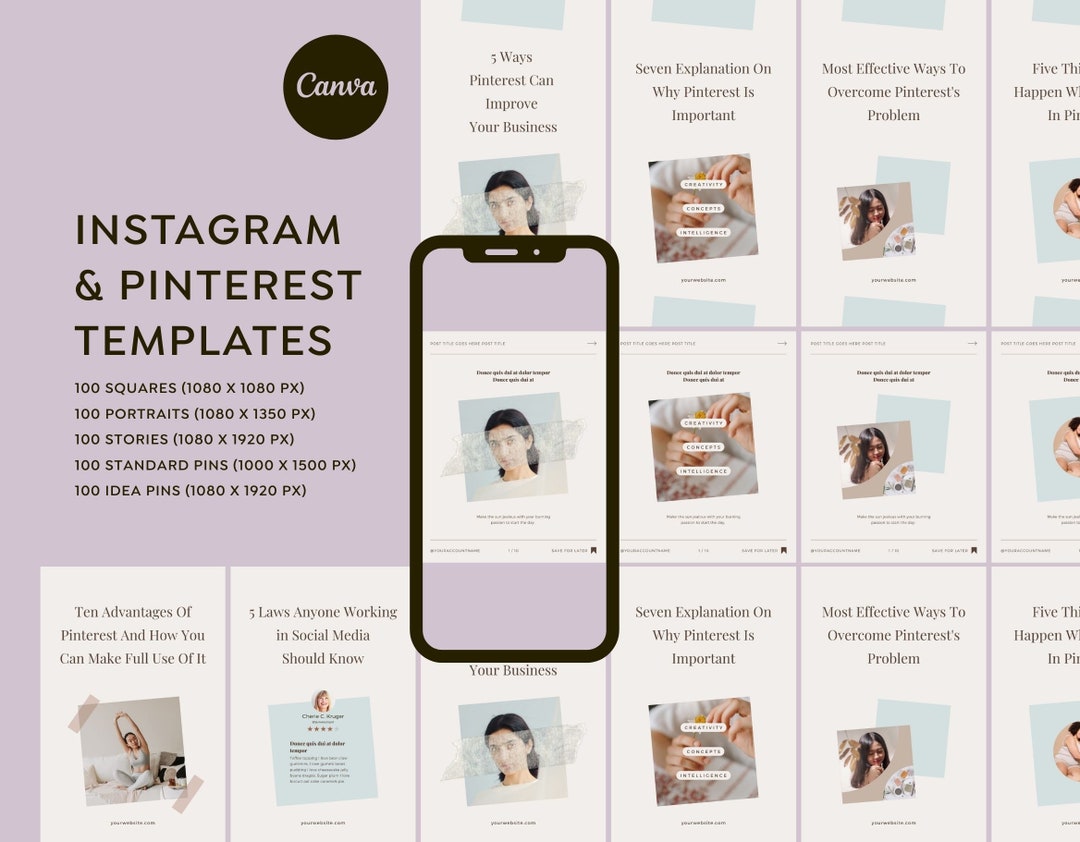 500 Instagram Pinterest Template Canva Wabi-sabi - Post Story Reel Idea ...
