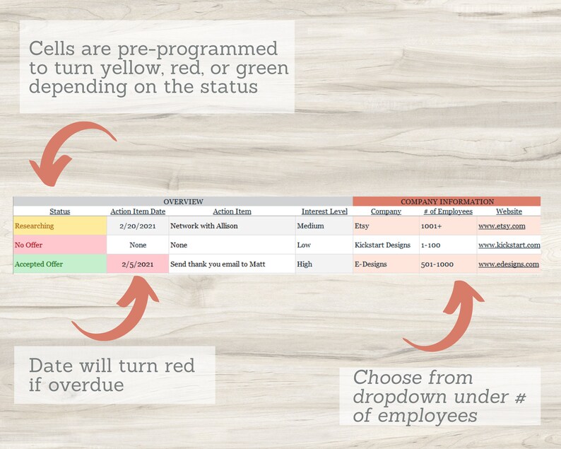 Internship Application Tracker - Downloadable Excel Spreadsheet - Etsy