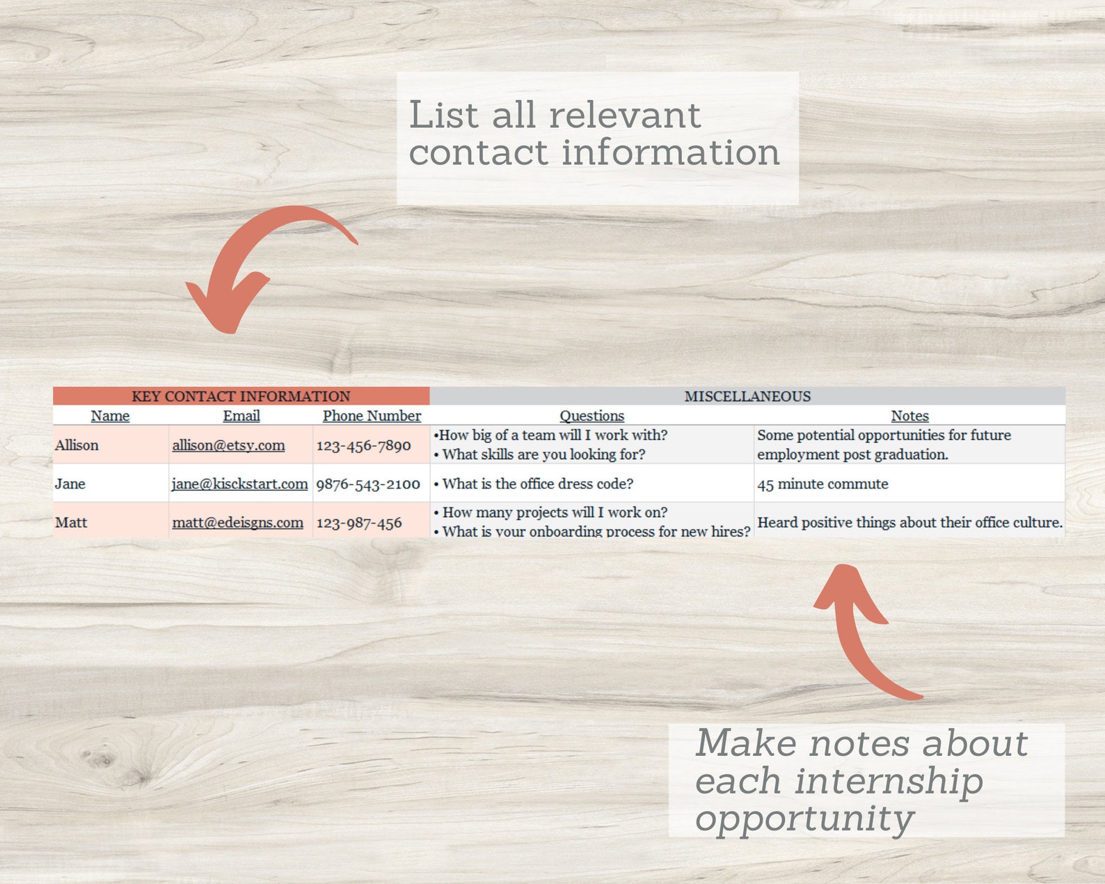 Internship Application Tracker - Downloadable Excel Spreadsheet - Etsy