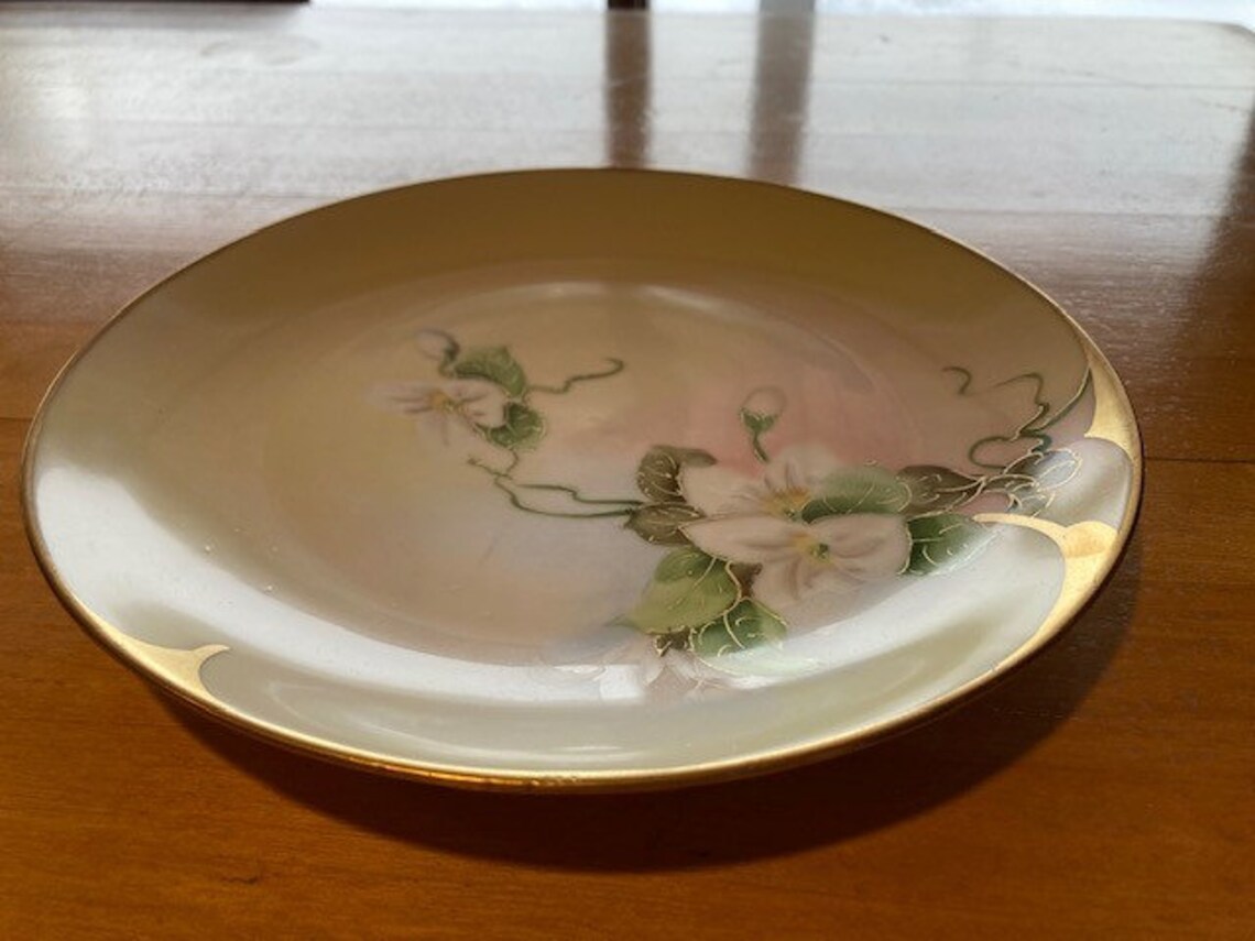 WA Pickard Hand Painted Floral Plate 9'' With Gold Rim Serial Number ...