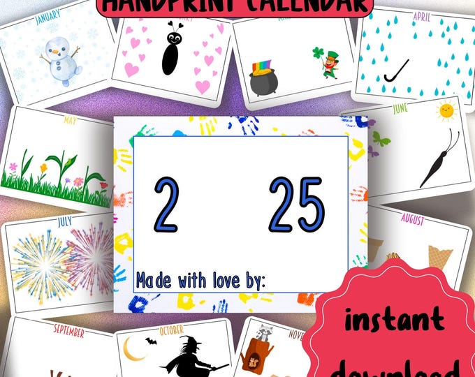 2025 Handprint Calendar | Handprint Art Craft | Kids Keepsake Gift ...