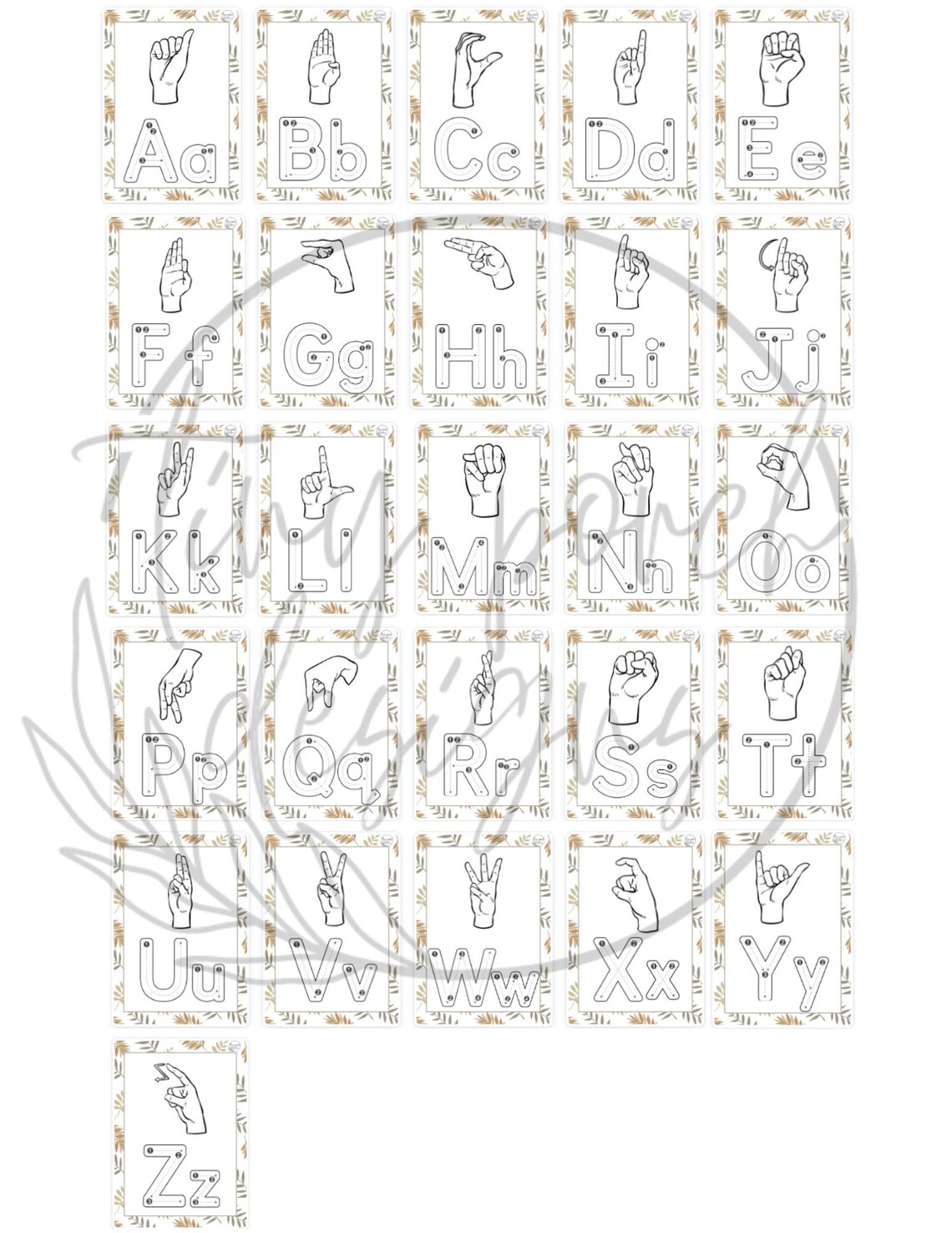 Boho ASL Alphabet Classroom Wall Posters - American Sign Language ABC ...