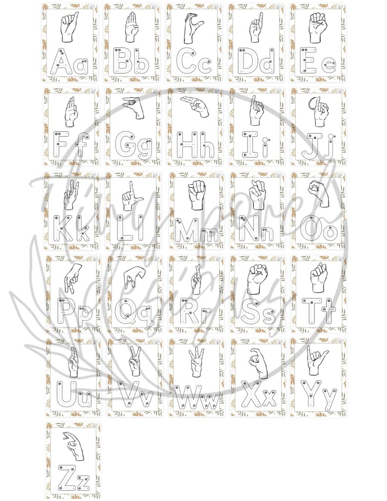 Boho ASL Alphabet Classroom Wall Posters - American Sign Language ABC ...