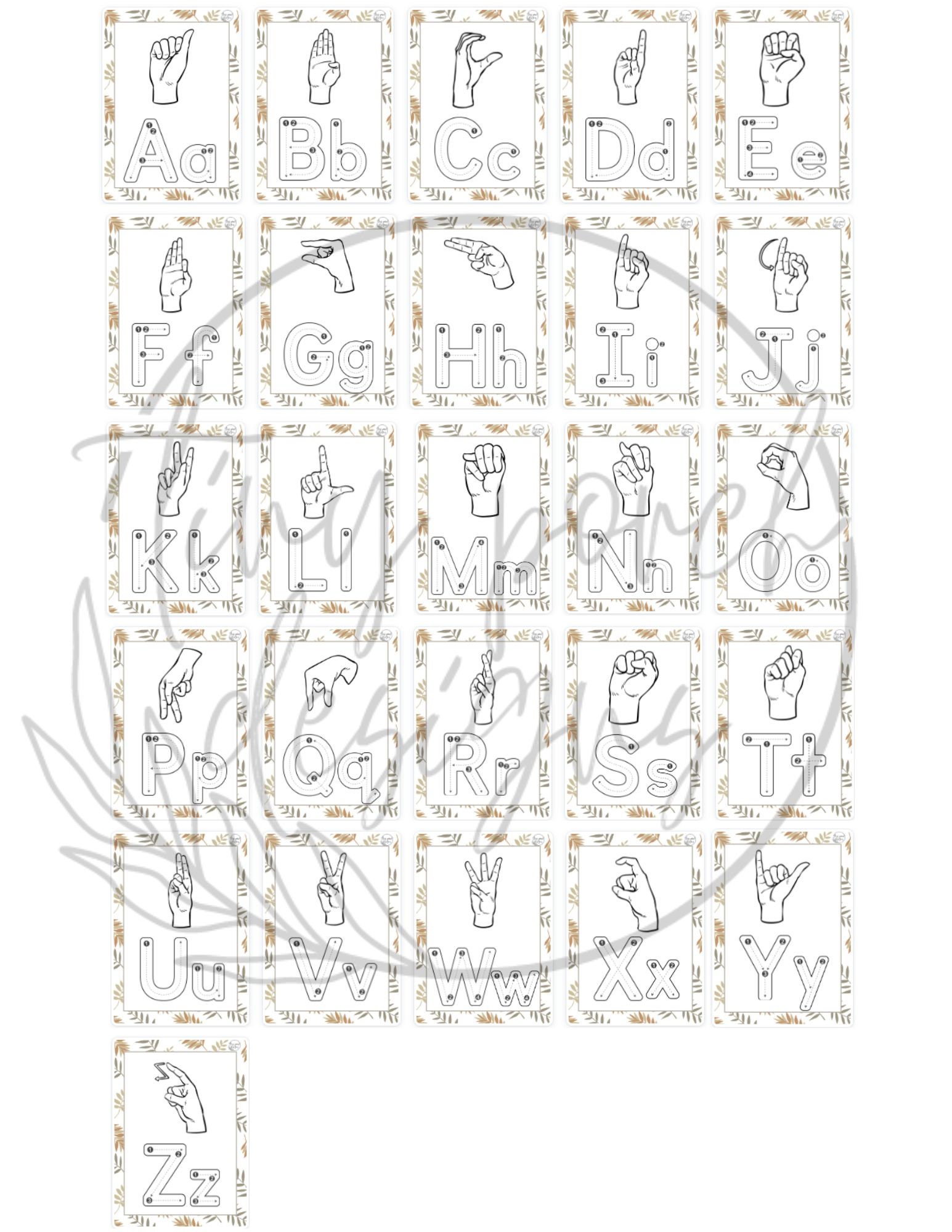 Boho ASL Alphabet Classroom Wall Posters - American Sign Language ABC ...