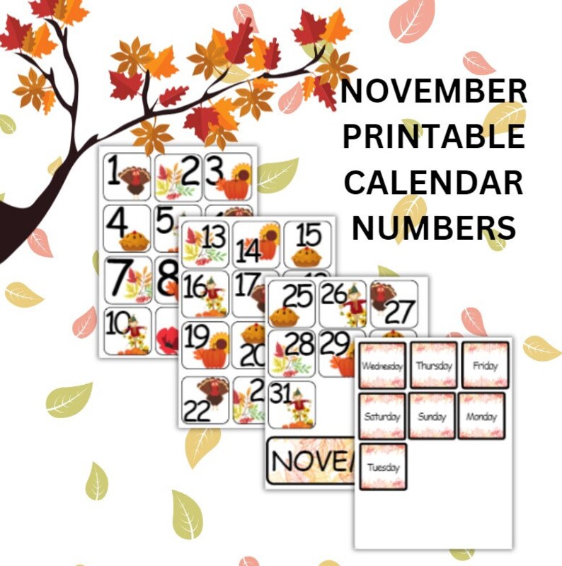 November Circle Time Calendar Numbers - Etsy
