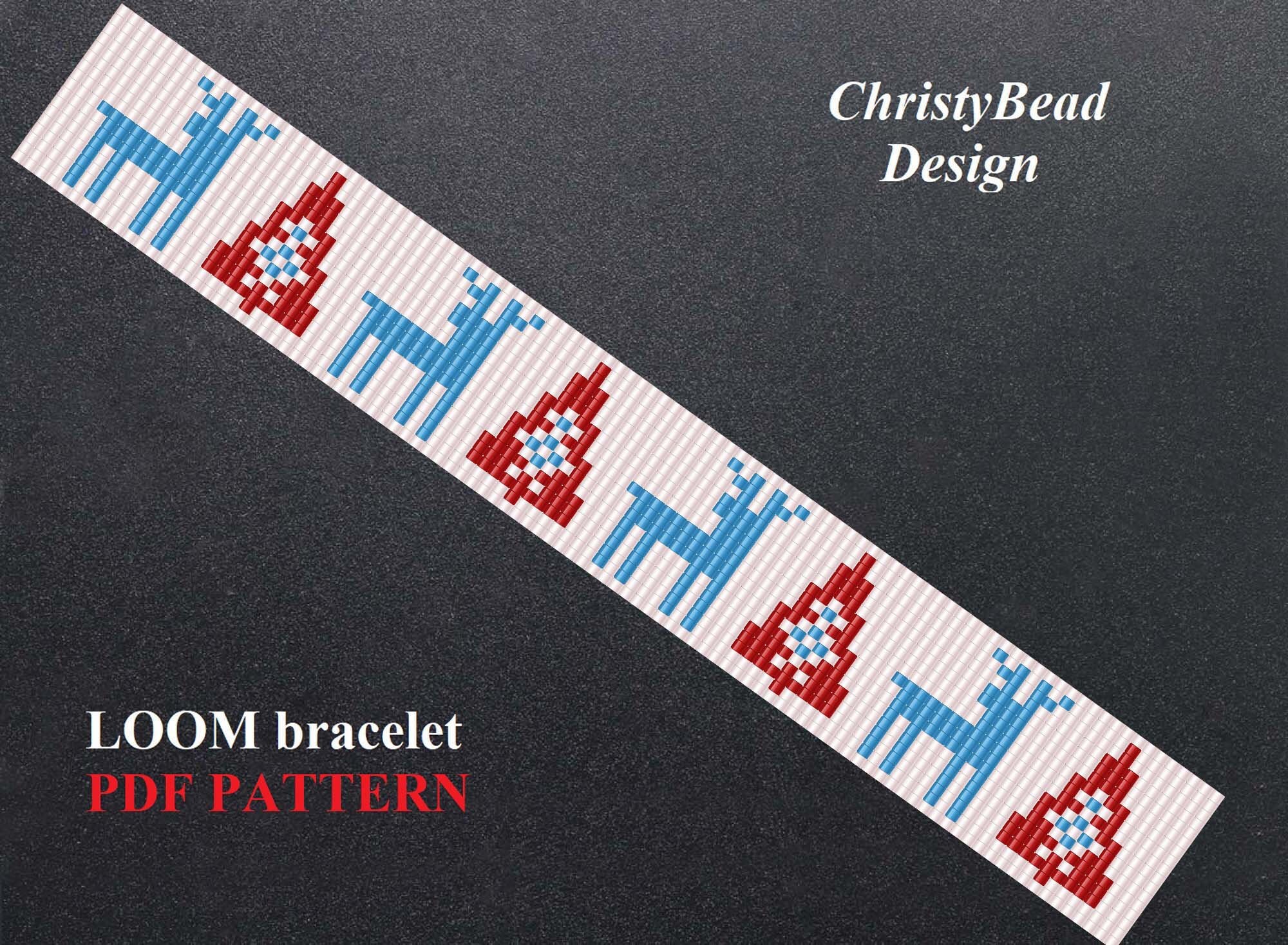 Christmas Bead Loom Bracelet Pattern Tree Reindeer Flower Pattern Loom ...