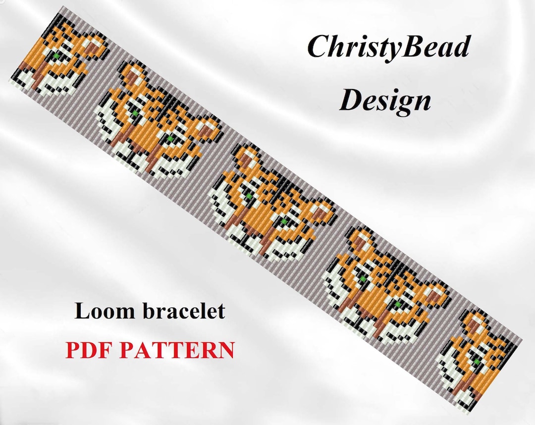 Tiger Beaded Bracelet Pattern - DIY Animal Beadwork Tutorial, Seed Bead ...