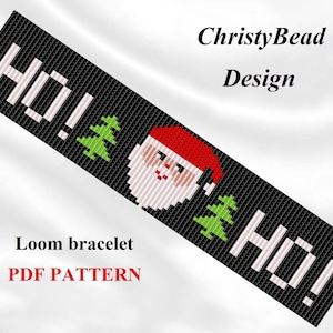 Christmas Bead Loom Pattern, HO HO Bead Loom Bracelet, Santa, Christmas ...