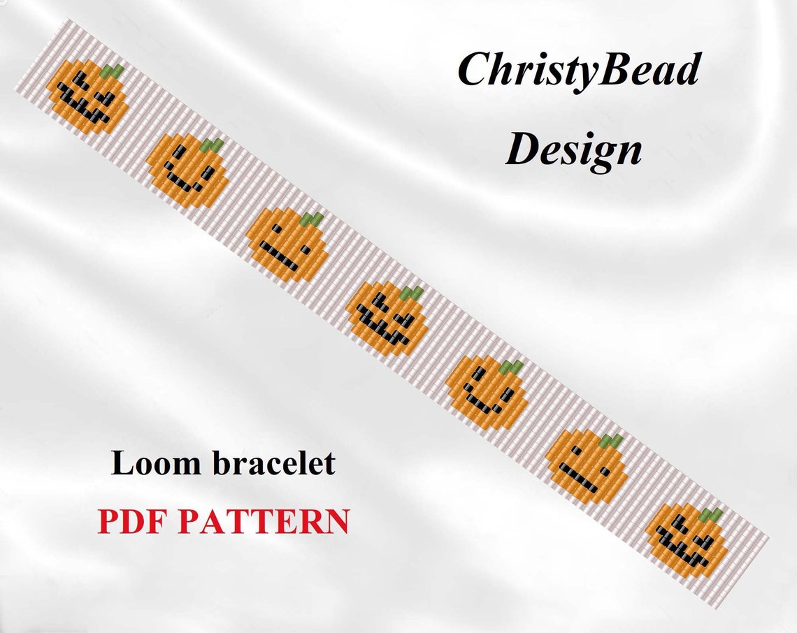 Halloween Bead Loom Bracelet Pattern Pumpkin Skull Spider Pattern Loom ...