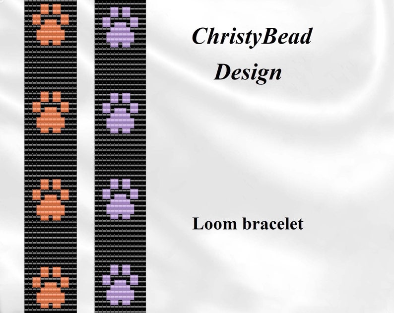 Paw Loom Bracelet Pattern, Cat's Paws Pattern, Bead Loom Pattern, Loom ...