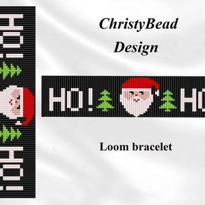 Christmas Bead Loom Pattern, HO HO Bead Loom Bracelet, Santa, Christmas ...