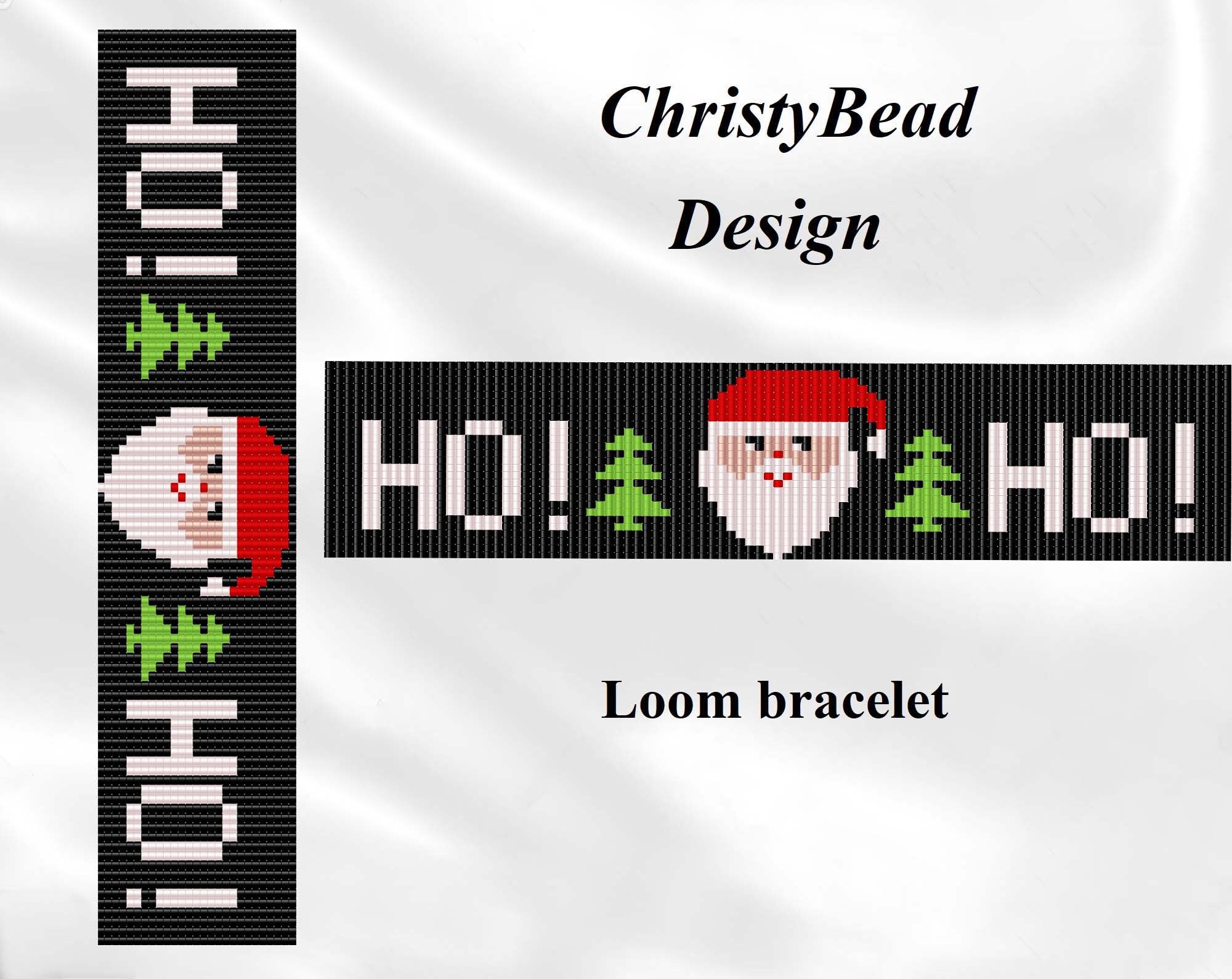 Christmas Bead Loom Pattern, HO HO Bead Loom Bracelet, Santa, Christmas ...