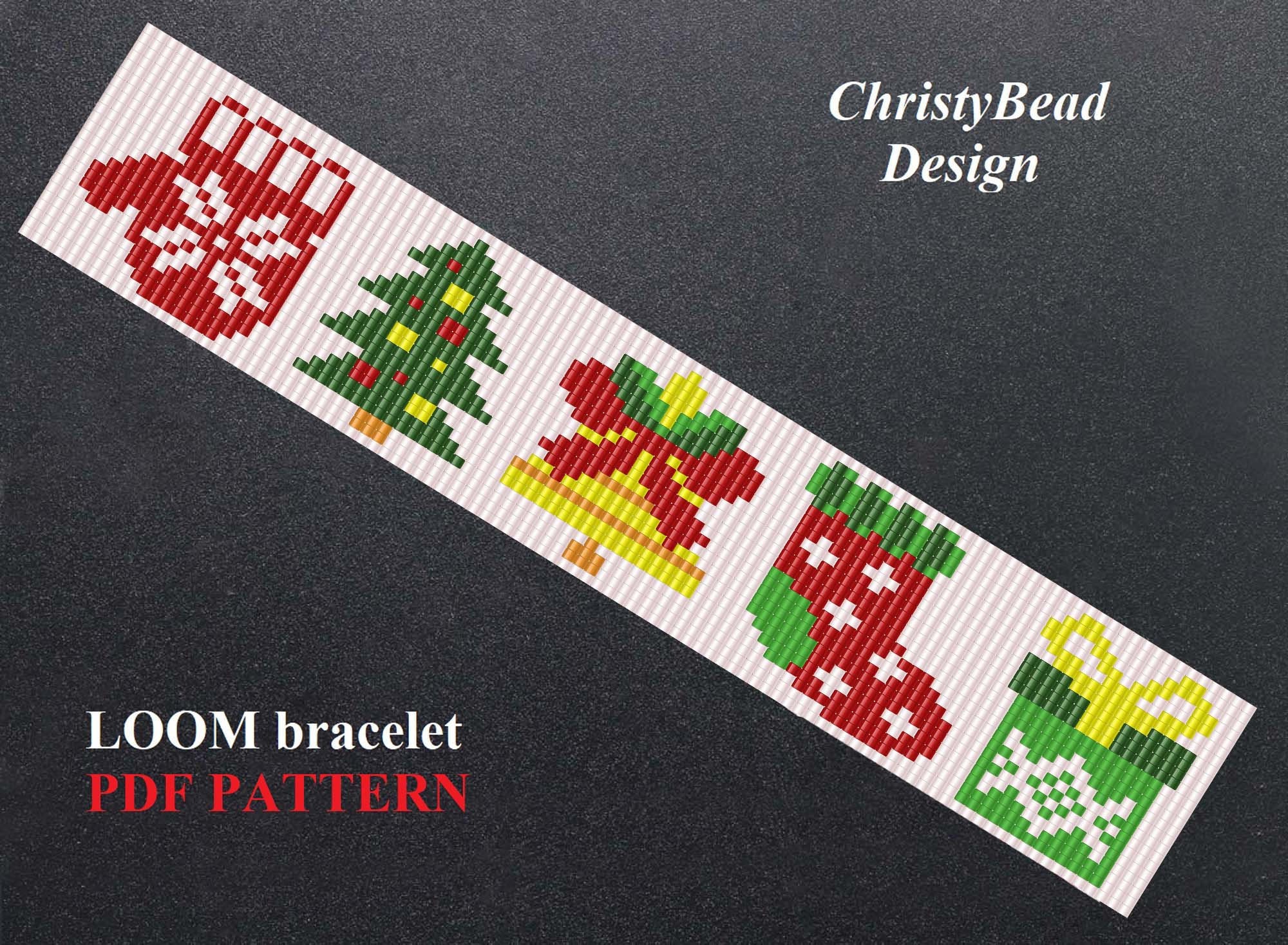 Christmas Tree Sock Gift Pattern Loom Bracelet Pattern Bead Loom ...