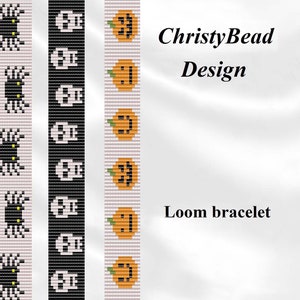 Halloween Bead Loom Bracelet Pattern Pumpkin Skull Spider Pattern Loom ...