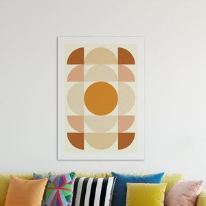 Abstract Yellow and Orange MCM Circle Printable Art, Minimalist Print ...