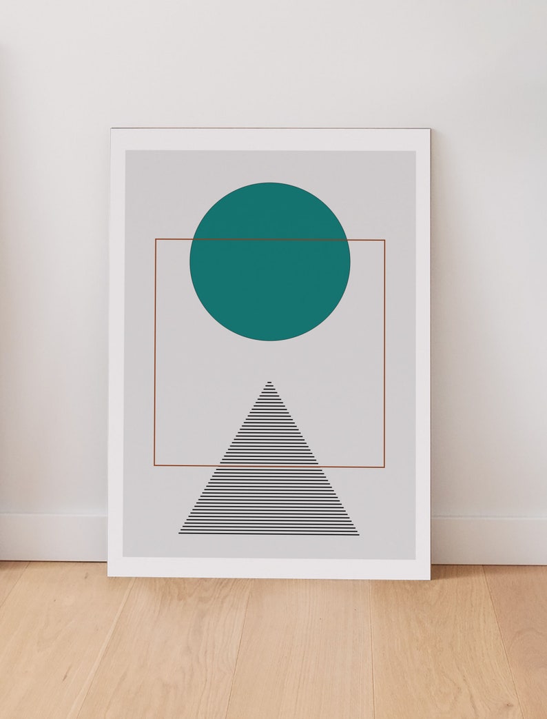 Abstract Circle Square Triangle Printable Art, Minimalist Print, Mid ...