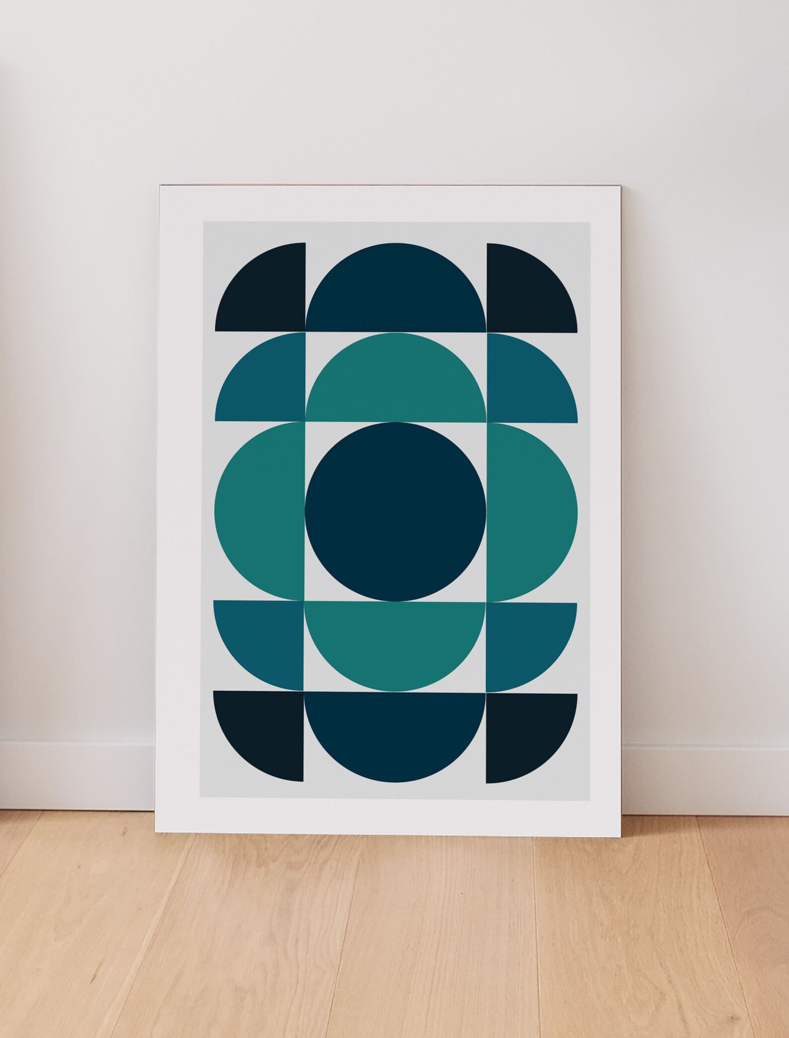 Abstract Blue and Teal MCM Circle Printable Art, Minimalist Print, Mid ...