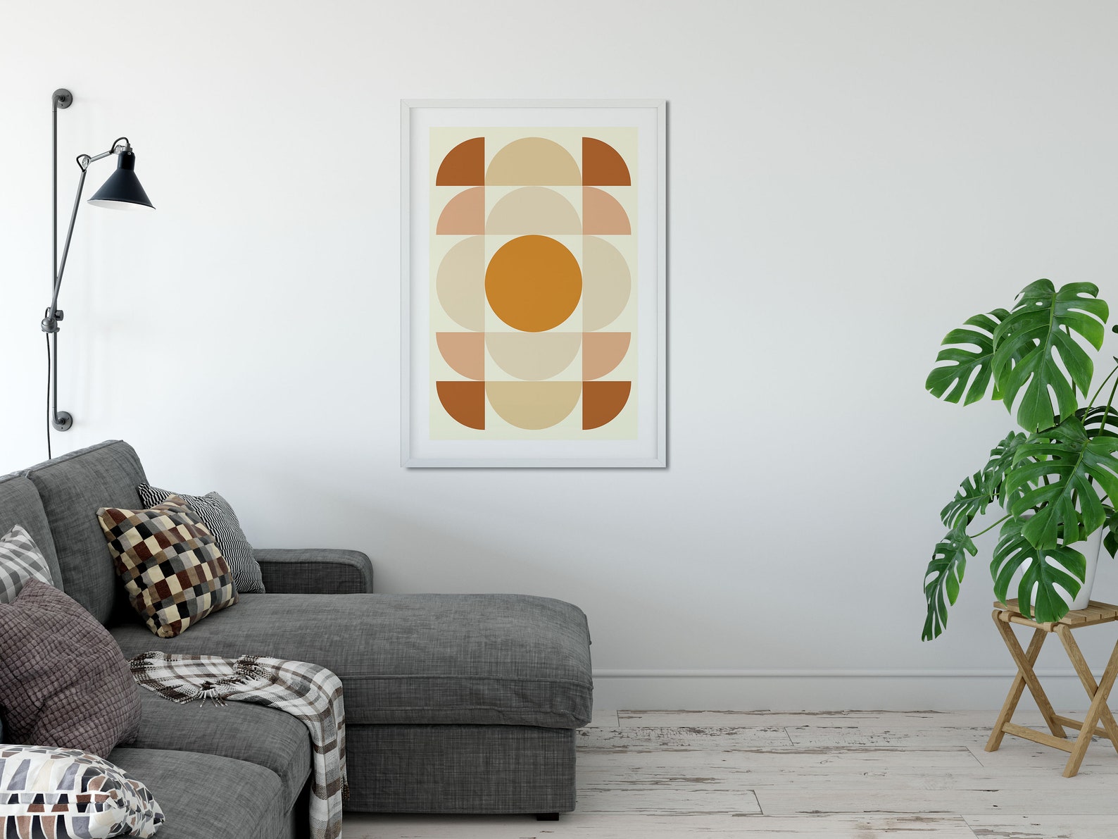Abstract Yellow and Orange MCM Circle Printable Art, Minimalist Print ...