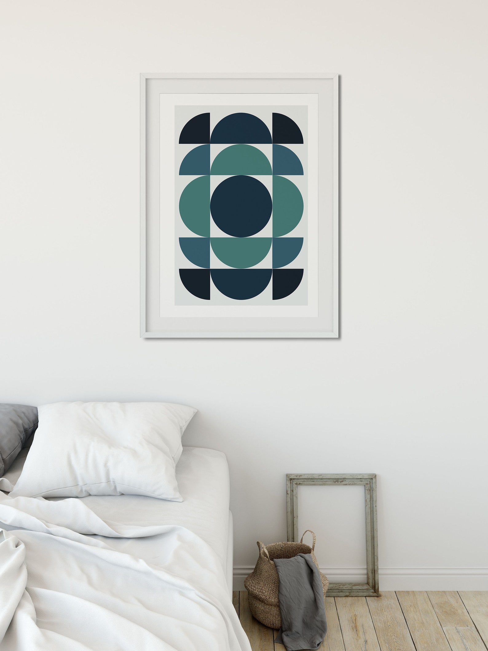 Abstract Blue and Teal MCM Circle Printable Art, Minimalist Print, Mid ...