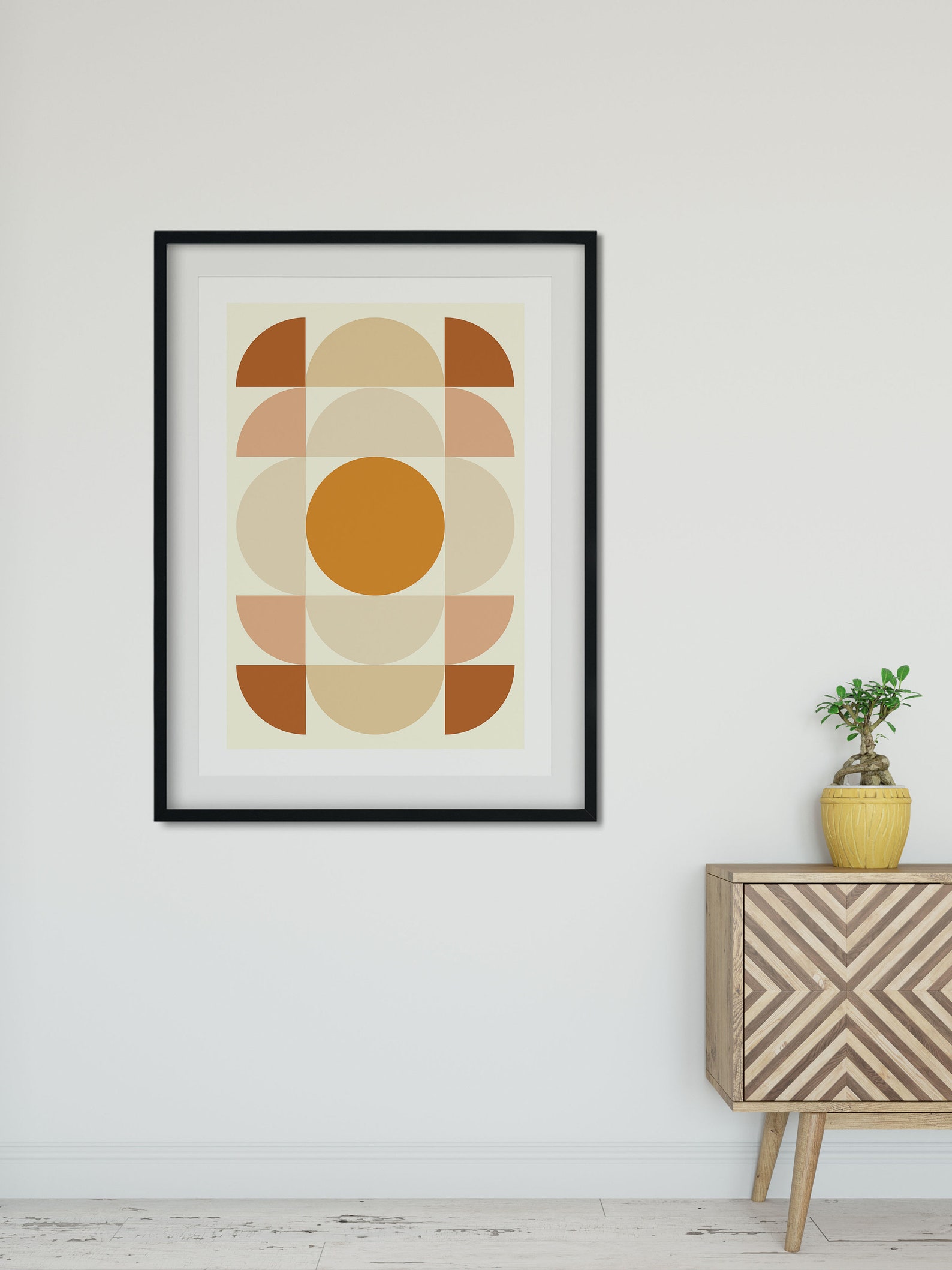 Abstract Yellow and Orange MCM Circle Printable Art - Etsy