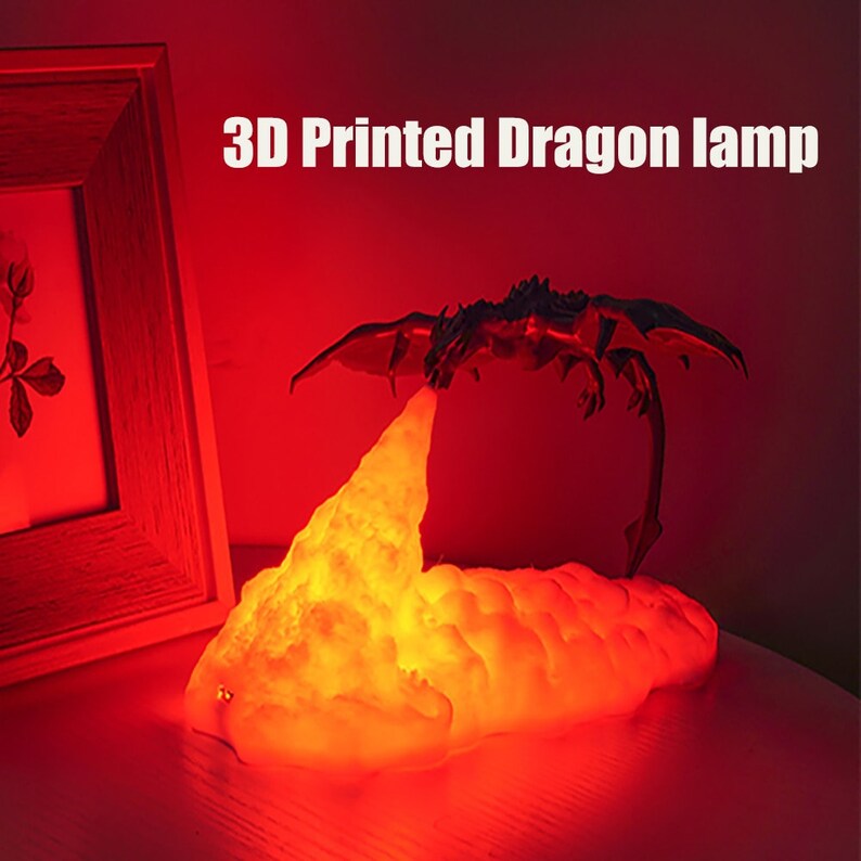 3D Printed Dragon Lamp Dragon Fire Breathing Light LED - Etsy