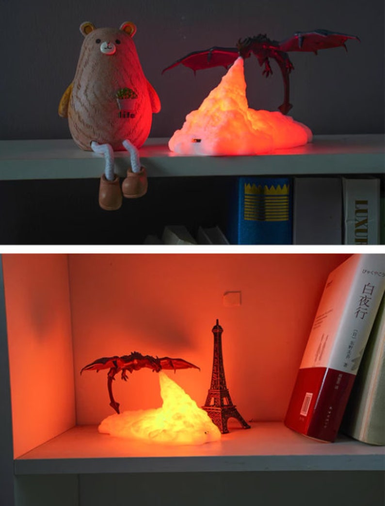 3D Printed Dragon Lamp Dragon Fire Breathing Light LED - Etsy