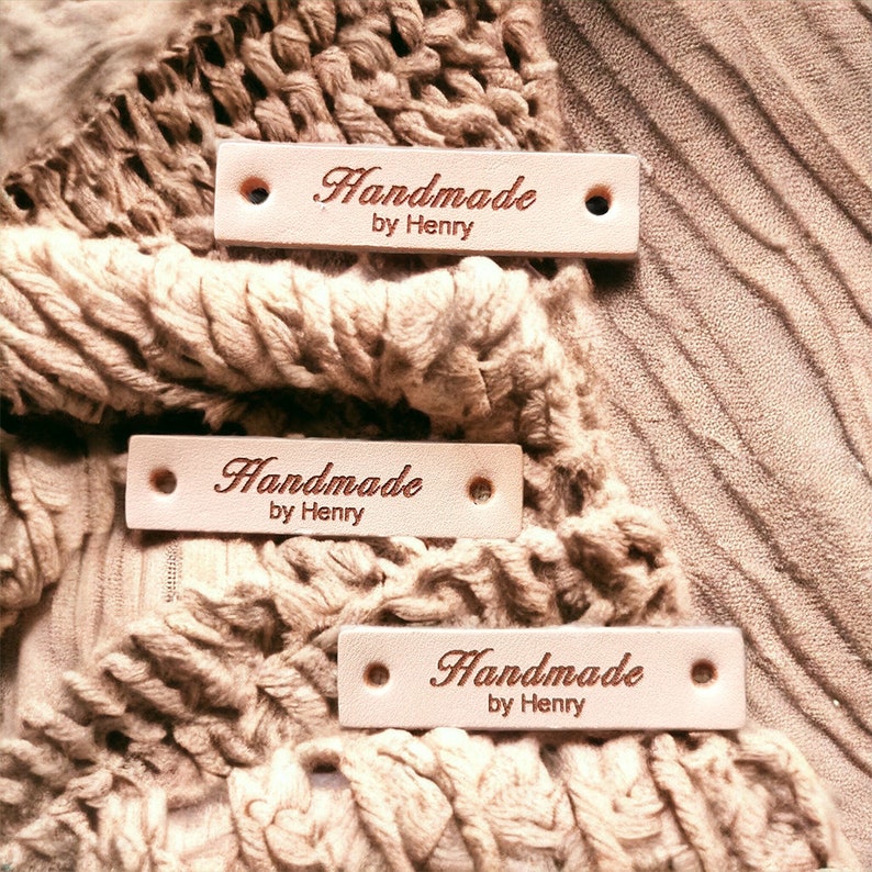 Personalized Crochet Labels, Customized Handmade Tags, Natural Leather ...