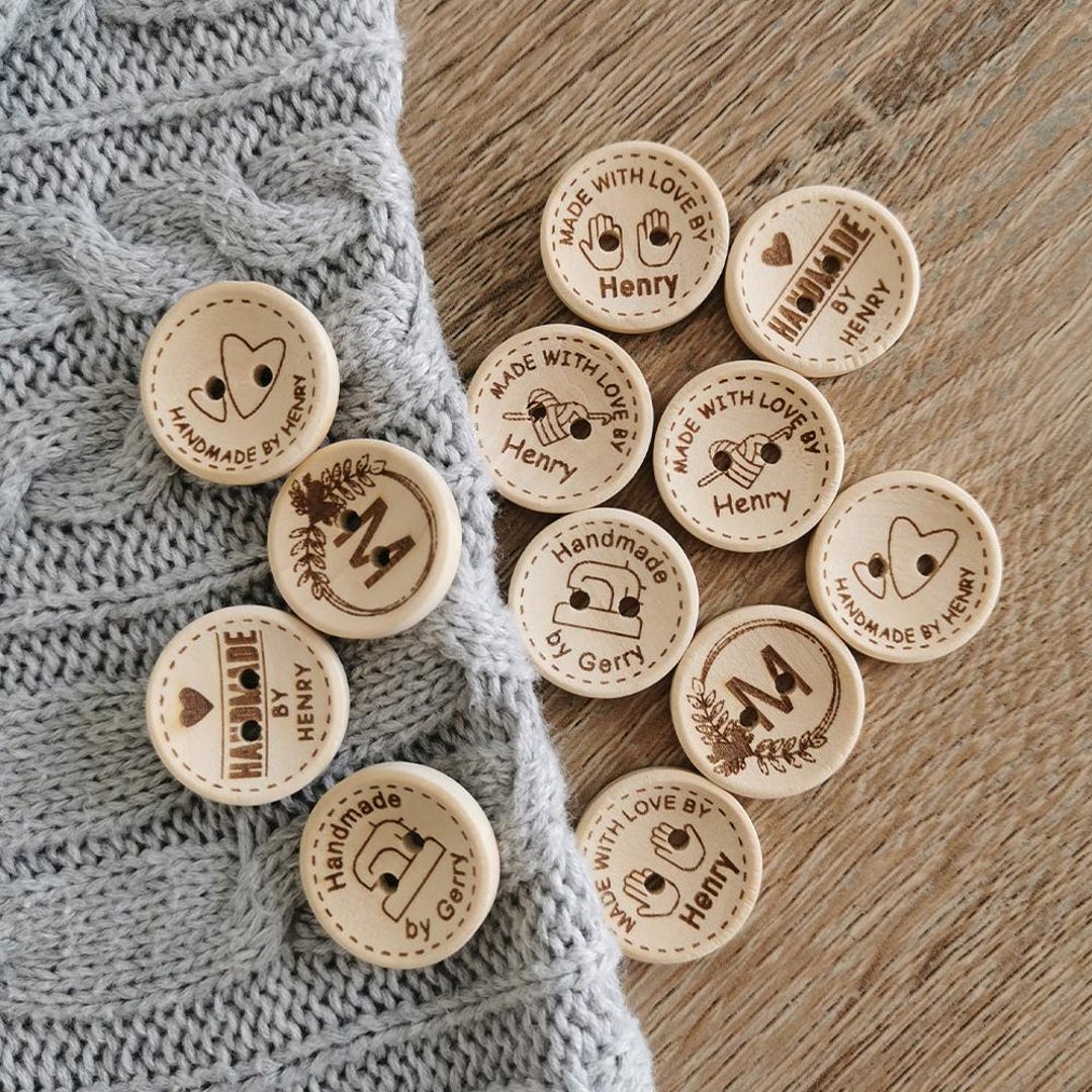 Engraved Buttons for Crochet, Customized Wooden Buttons, Personalized ...