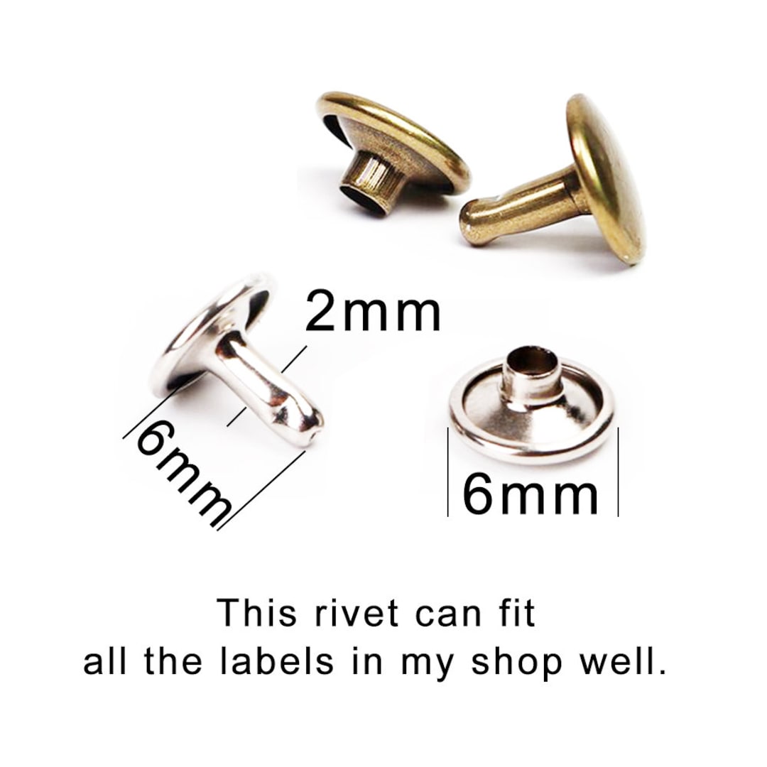 10PCS Double Cap Rivets, Rivets for Labels, Silver and Copper, 6x6mm ...