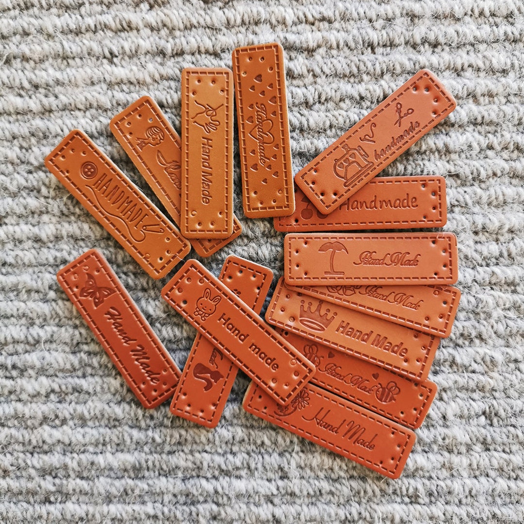 Leather Handmade Label, Rectangle Labels for Clothing, Handmade Crochet ...