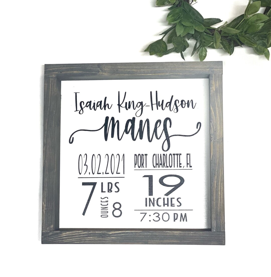 Baby Announcement Sign, Engraved Birth Announcement,birth Stats Sign ...