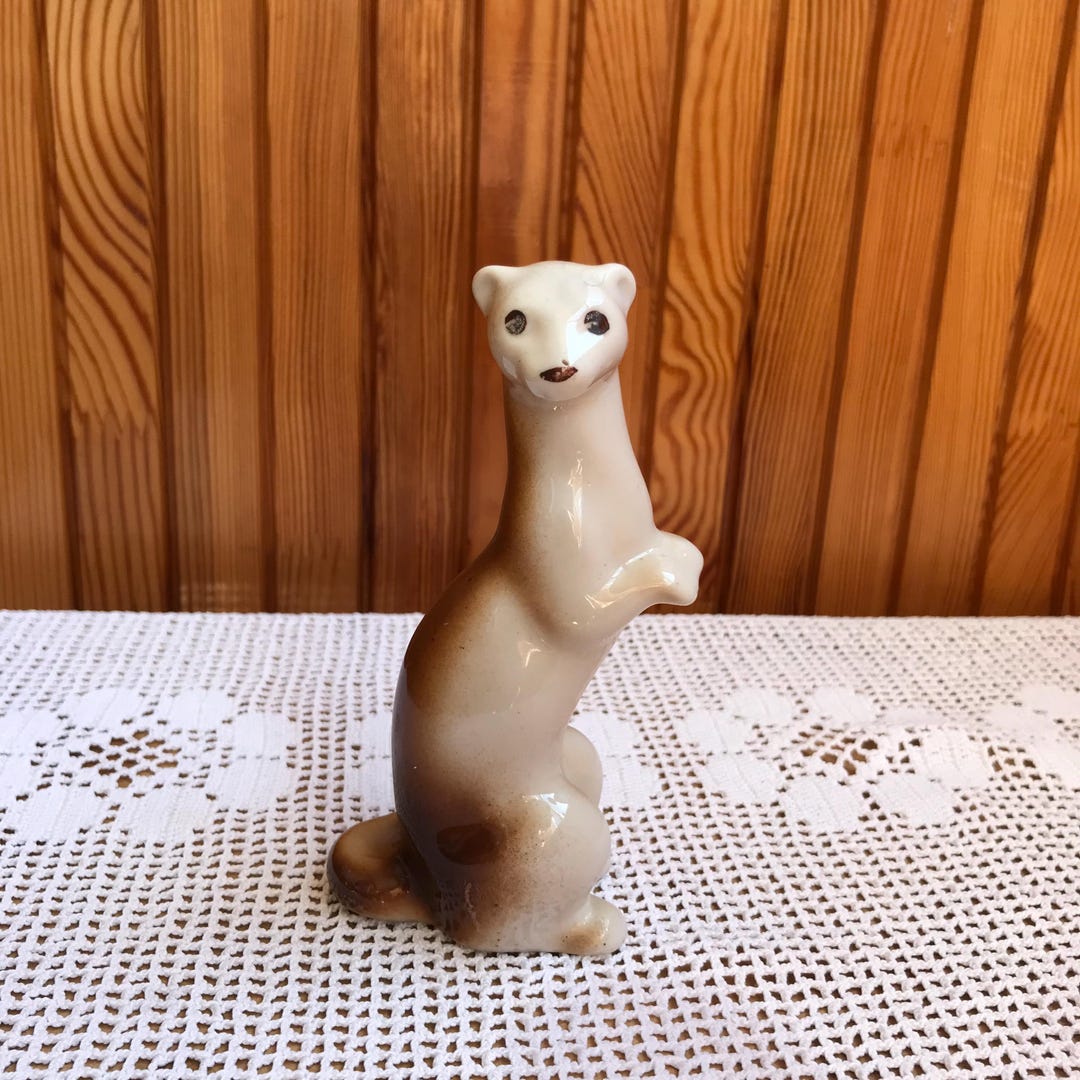 Vintage Ceramic Figurine Weasel Porcelain Decor With Animals Figure ...