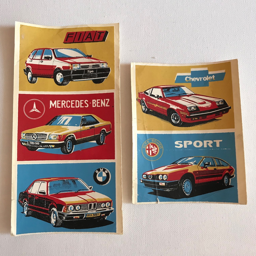 Set of 5 Pcs Vintage Water Stickers Old Cars Legendary Cars Fiat ...