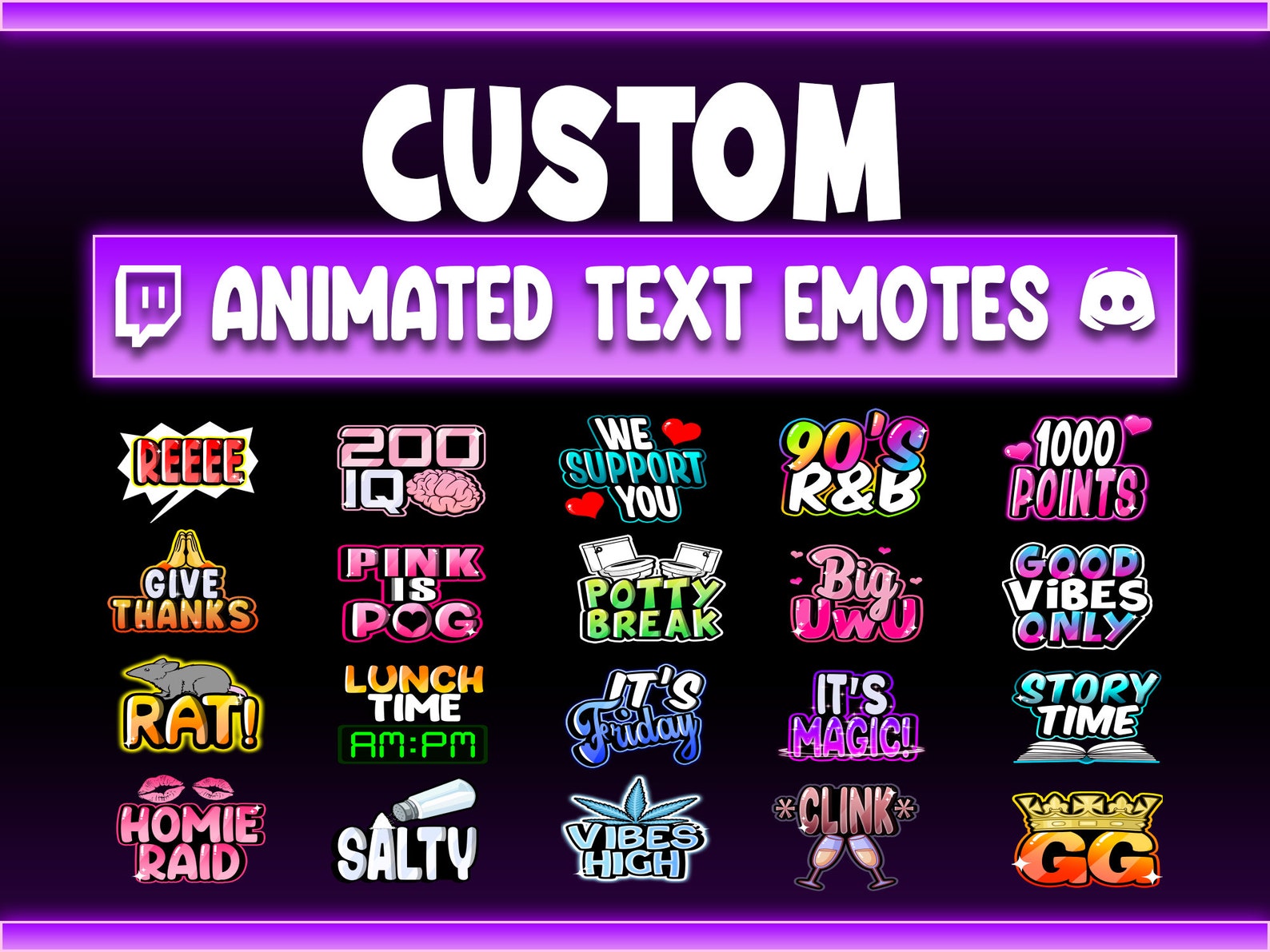CUSTOM ANIMATED Text Emotes / Custom Twitch and Discord Emote / Twitch ...
