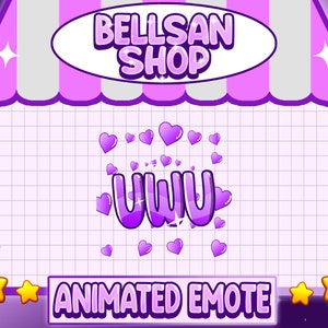 ANIMATED EMOTE UWU / Purple Uwu / Kawaii / Purple Hearts Emote / Kawaii ...