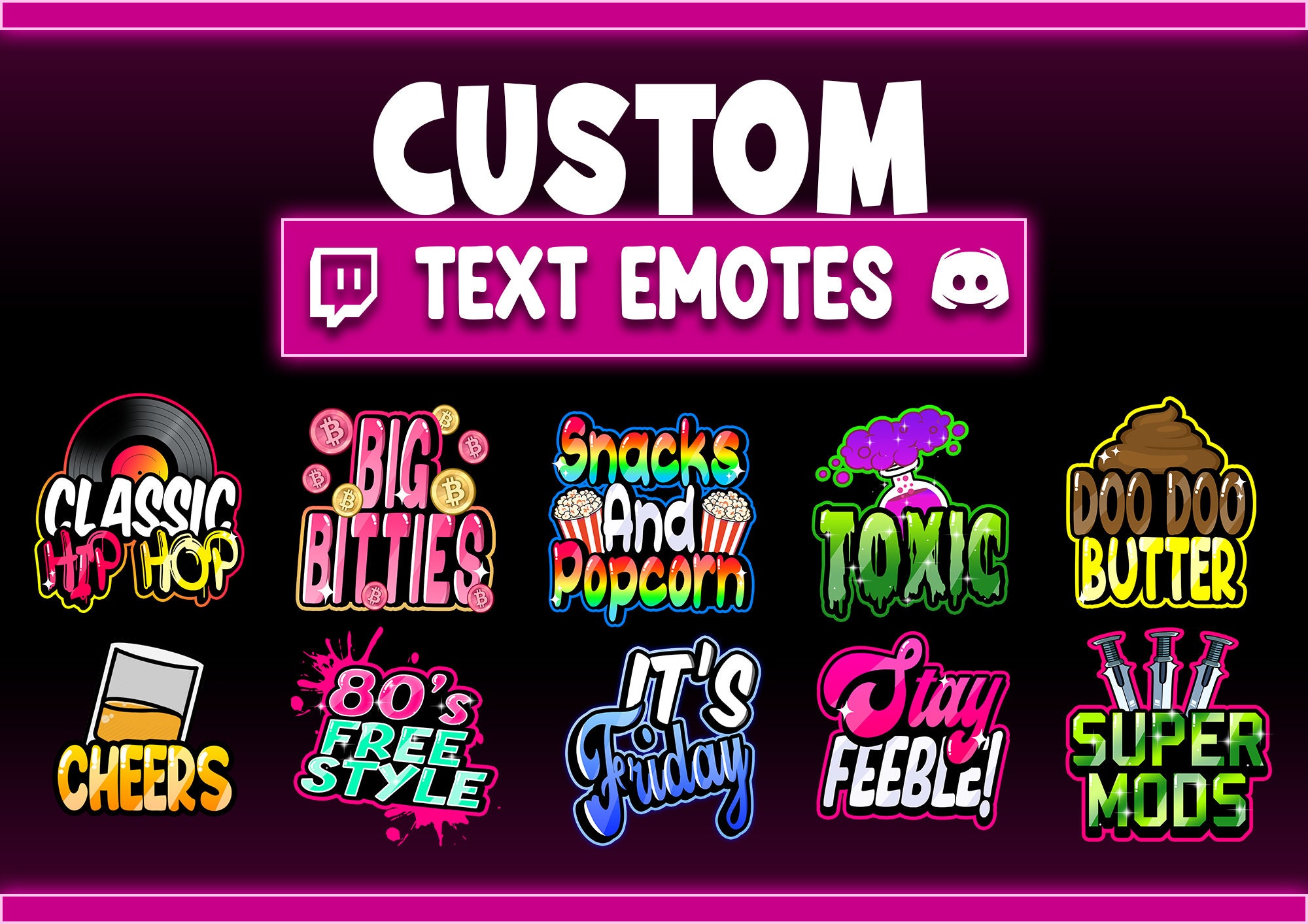 CUSTOM TEXT EMOTE 1x - Etsy