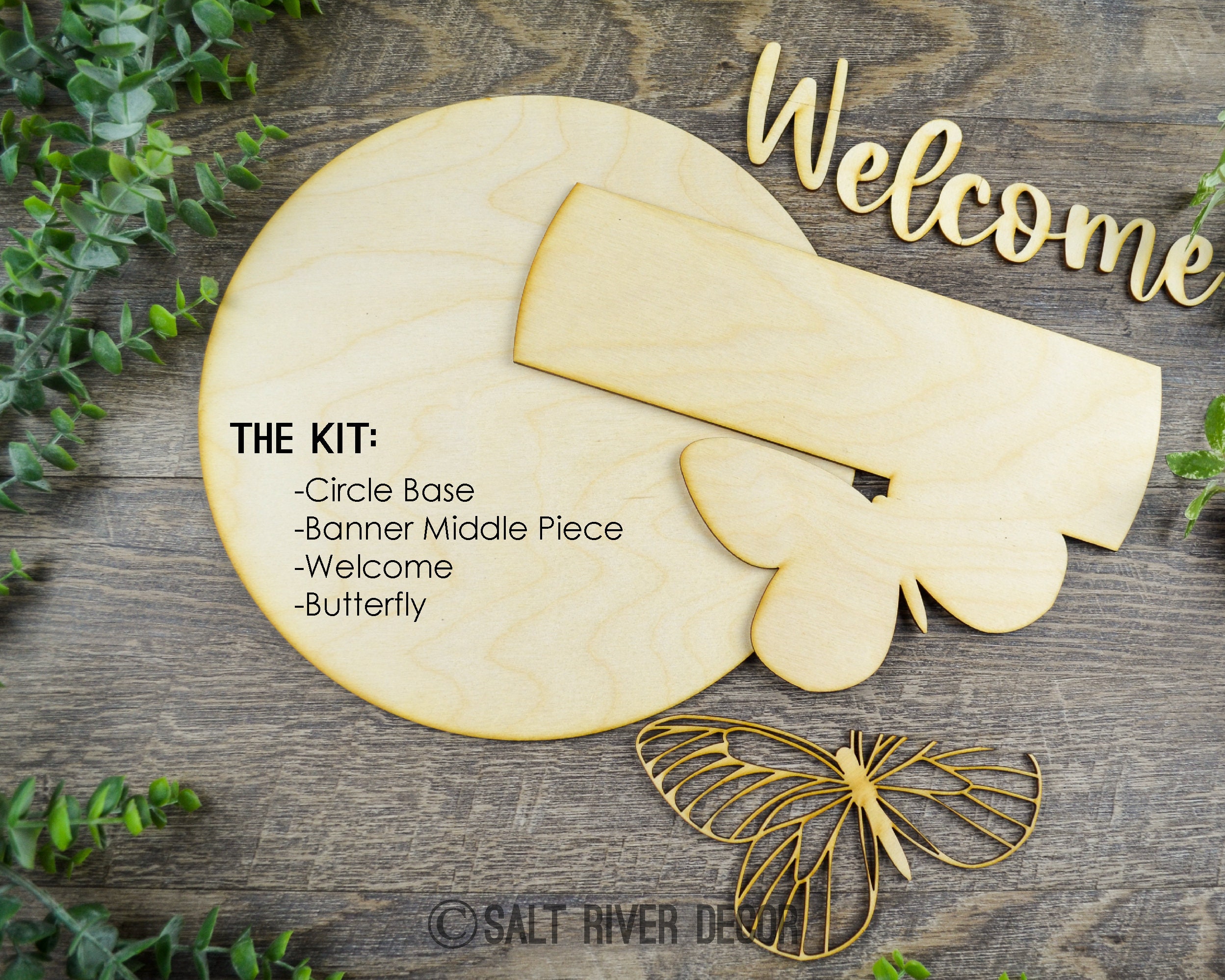 Butterfly Welcome Sign DIY Kit Butterfly Sign Craft Kit Circle Wood ...