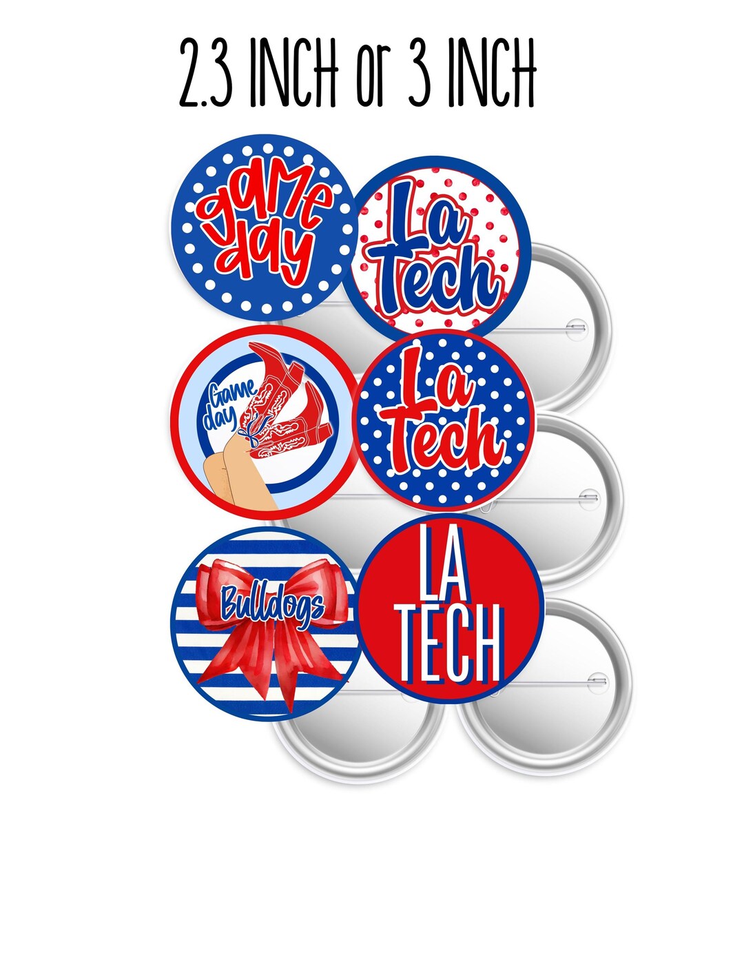 La Tech Game Day Button Pin School State College University Football ...