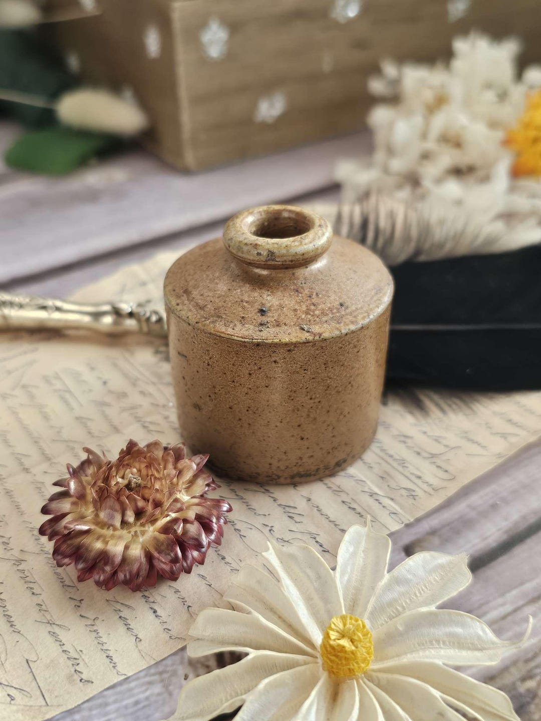 Victorian PORK PIE INKWELL Beautiful Antique Stoneware Ink 1800's ...