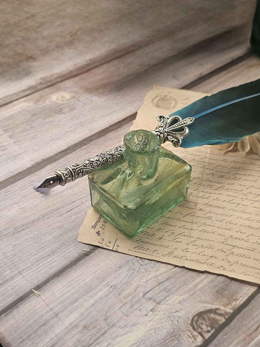 Beautiful 1800s Inkwell Antique Shear Top Ink Bottle Cabin Ink Well ...