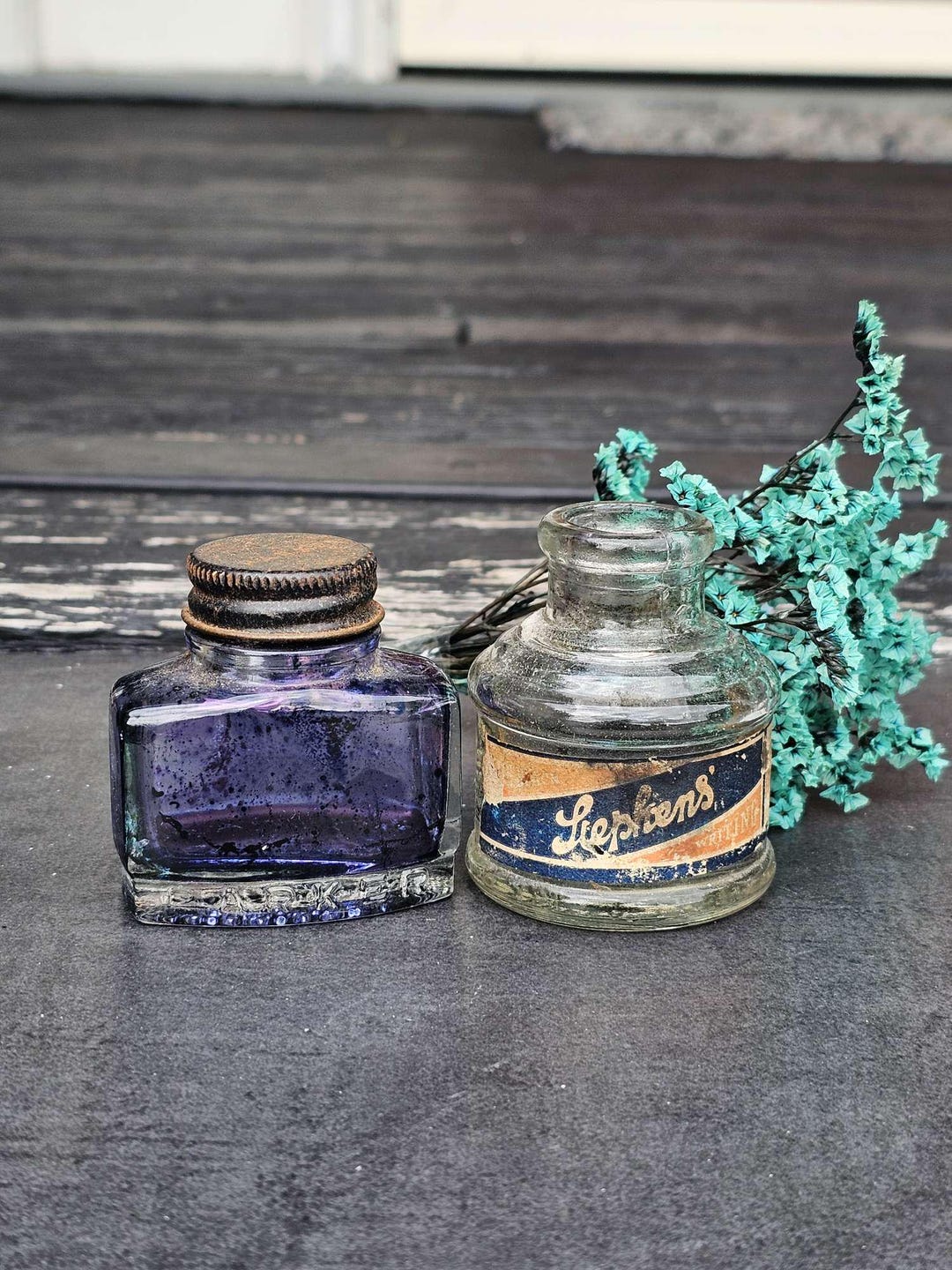 X2 Vintage Ink Bottles Stephens Ink With Original Label Parker Ink Made ...