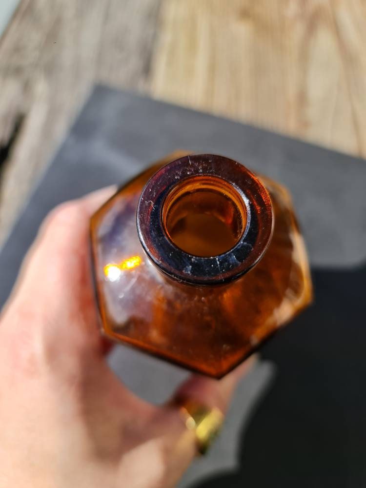 GORGEOUS Vintage Amber POISON Bottle LARGE Amber Glass - Etsy