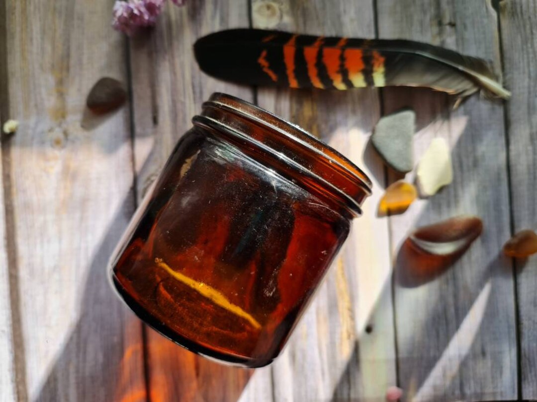 1940's Large Vintage Amber Jar Store ALL THE Things Amber Glass ...