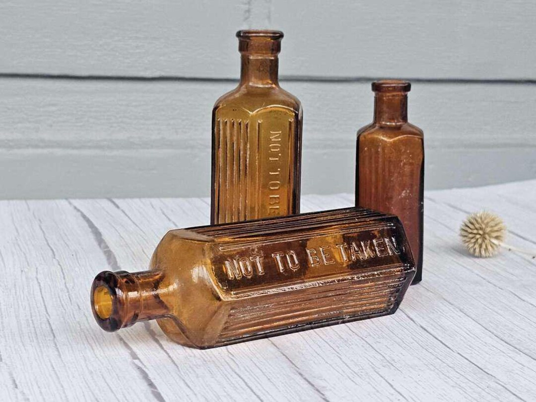 Set of 3 Old Poison Bottles | 1920s Antique Embossed * NOT to Be TAKEN ...