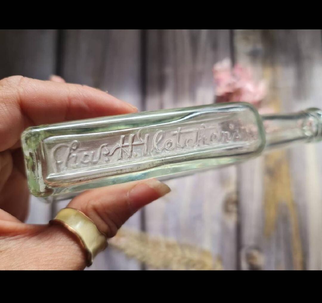 Vintage Apothecary Bottle CHAS H. Fletchers Castoria Castor Oil Bottle ...