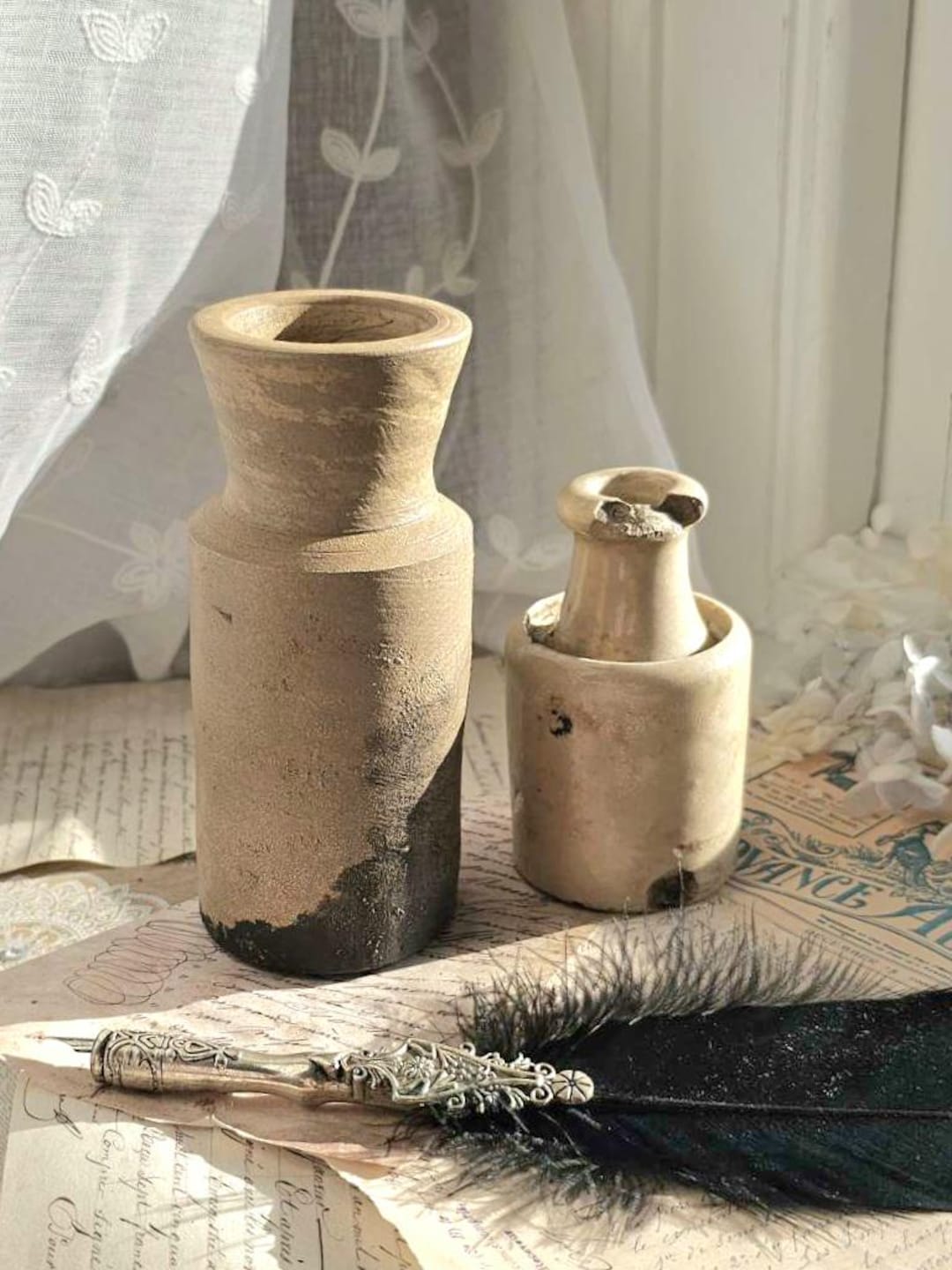 X2 1800'S Stoneware Pots | Two Vintage Stoneware Pots | One Stained ...