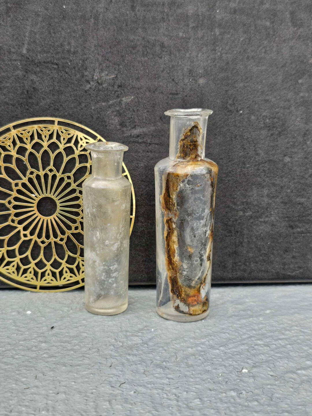 X2 1860's Flared Lip APOTHECARY PHIALS Oplum Bottles Antique Tall Thin ...